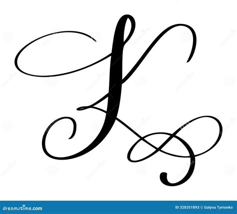 Hand Drawn Vector Calligraphy Letter Capital K Script Font Logo