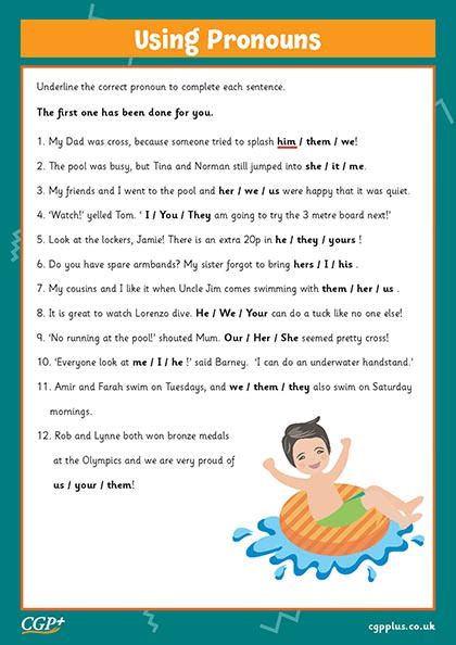 Using Pronouns — At The Swimming Pool Foundation Year 4 Cgp Plus