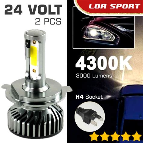 Jual Lampu Mobil Led H4 24 Volt Kekuningan 4300k Hi Lo Beam 3000lm 2 Pcs Shopee Indonesia