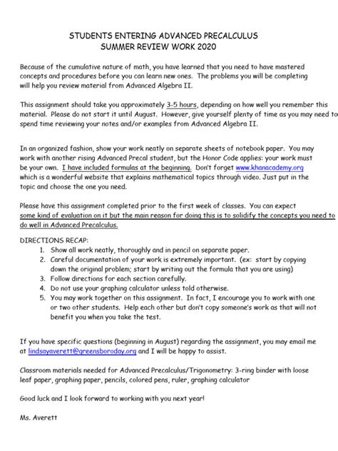 Precalc Hw 1 Pdf Quadratic Equation Logarithm