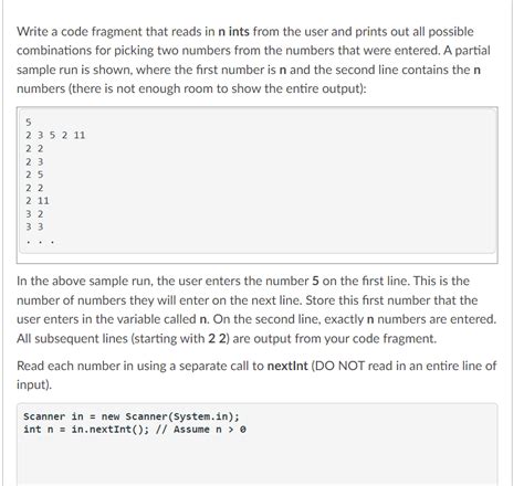Solved Write A Code Fragment That Reads In N Ints From The