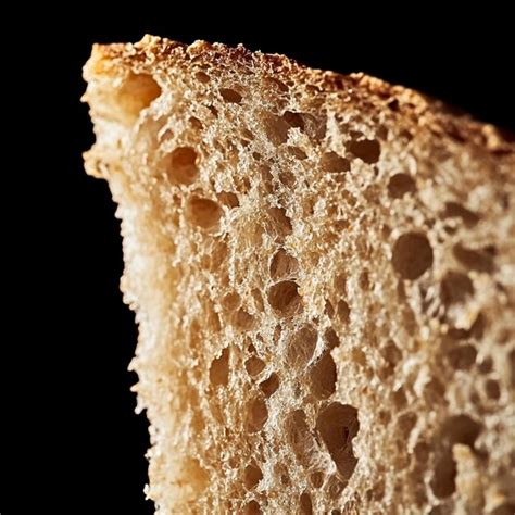 A Closeup Of A Bread Slice Revealing The Open Crumb Structure Of