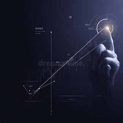 hand interacting with digital data interface displaying growth trends and analytics stock