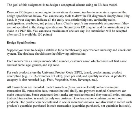 Solved The Goal Of This Assignment Is To Design A Conceptual
