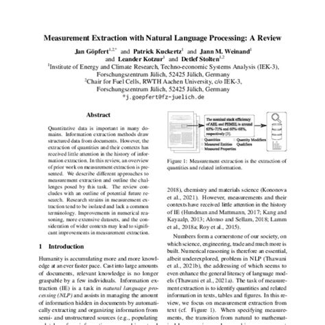 Measurement Extraction With Natural Language Processing A Review Acl Anthology