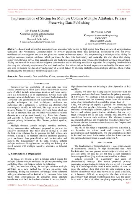 Pdf Implementation Of Slicing For Multiple Column Multiple Attributes