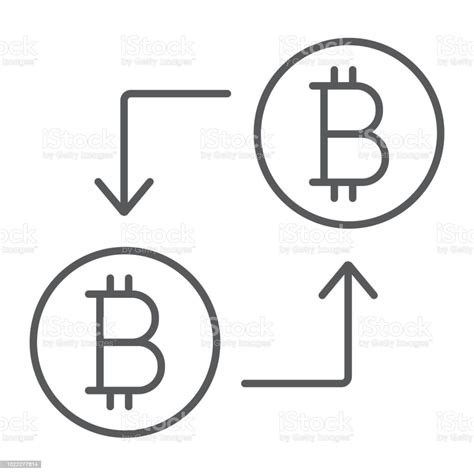 Bitcoin 트랜잭션 얇은 라인 아이콘 돈과 금융 Cryptocurrency 서명 벡터 그래픽 흰색 배경 Eps 10에 선형