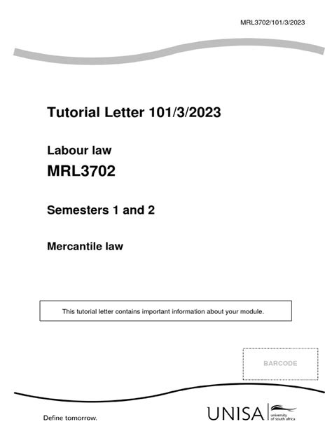 tutorial letter 101 3 2023 labour law pdf libraries turnitin