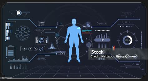 디지털 데이터 차트 통신 컴퓨팅 및 하이테크 미래 디자인 배경에 혁신의 추상 건강 기술 Ui 미래 Hud 휴먼 인터페이스 홀로그램 요소 0명에 대한 스톡 벡터 아트 및 기타