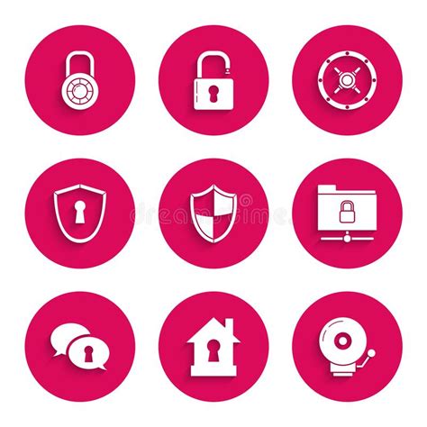 Set Protection Of Personal Data Open Padlock Safe Cloud Computing Chain Link And Ftp Folder