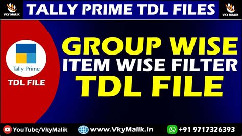 Stock Group Wise Item Filter TDL File In Tally Prime Tally Prime Free TDL Download Vky Malik