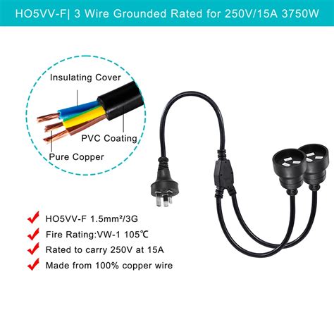 3 Pin Iec Kettle Plug Cable 220v Connector Computer And Socket Cord Power Outlet Extension Buy