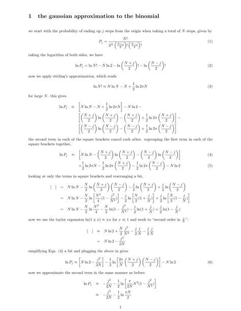 1 The Gaussian Approximation To The Binomial
