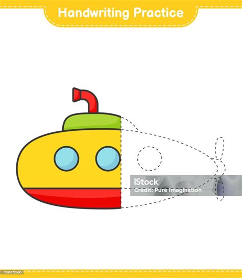 필기 연습 잠수함의 라인을 추적합니다 교육 어린이 게임 인쇄 워크 시트 벡터 일러스트레이션 0명에 대한 스톡 벡터 아트 및 기타