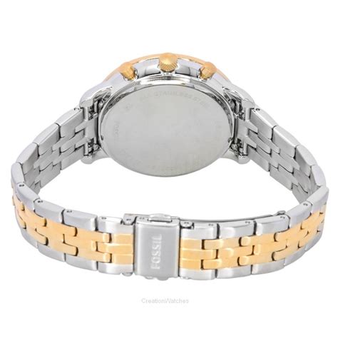 Fossil Neutra Chronograph Two Tone Stainless Steel White Mother Of Pearl Dial Quartz Es5279