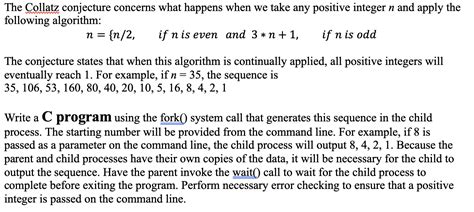 Solved The Collatz Conjecture Concerns What Happens When We