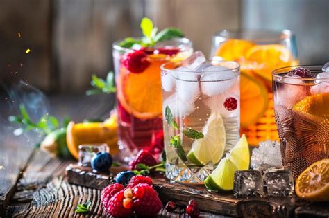Natural And Delicious Flavored Drinks Premium Ai Generated Image