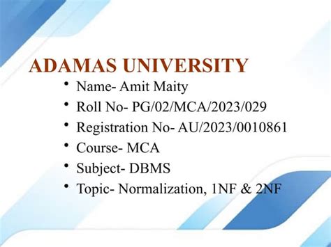 Normalizationpptx Dbms Normalization First Normal Form And Second