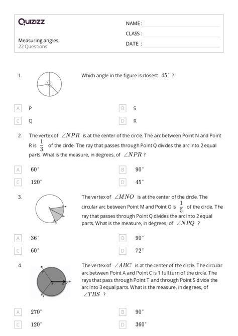 50 Measuring Angles Worksheets For 6th Class On Quizizz Free And Printable