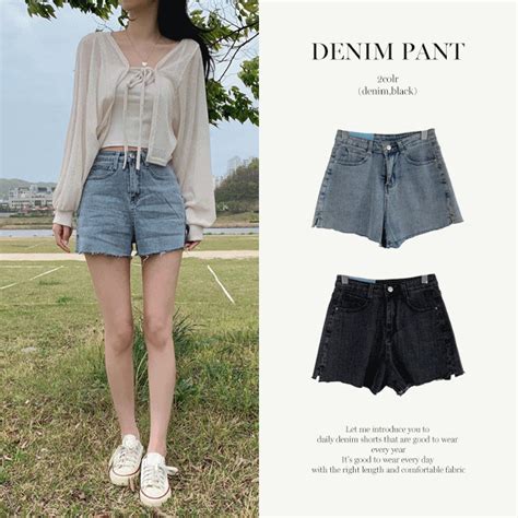 품절 💗11할인💗 여름 키작녀 연청 흑청 옆트임 하이웨스트 청 반바지 에이블리