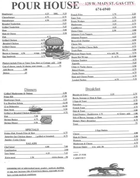 Menu At Pour House Pub And Bar Gas City