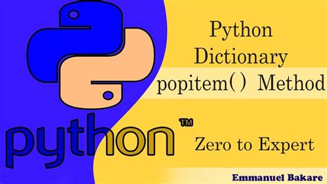 39 Python Dictionary Popitem Method YouTube