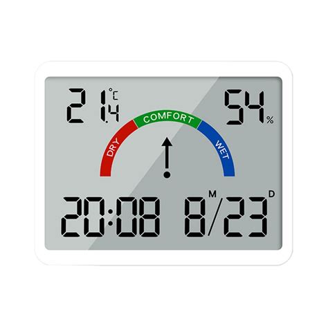 Digital Wall Clock Large Display Date And Temperature Humidity Sensing Perfect For Home And