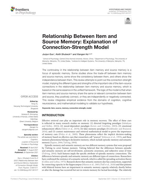 Pdf Relationship Between Item And Source Memory Explanation Of