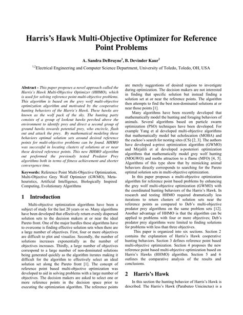 Pdf Harriss Hawk Multi Objective Optimizer For Reference Point Problems
