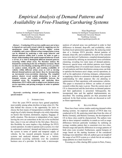 Pdf Empirical Analysis Of Demand Patterns And Availability In Free Floating Carsharing Systems