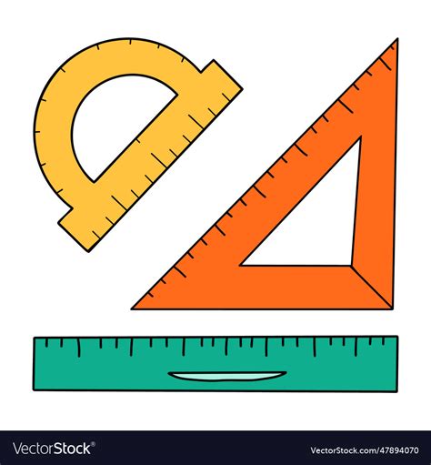 School Rulers Cartoon In Doodle Retro Style Back Vector Image