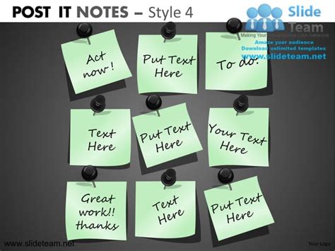 Post It Notes Style Design 4 Powerpoint Ppt Templates PDF