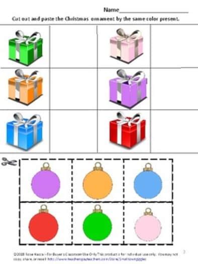 Free Christmas Cut And Paste Worksheets Special Education Morning Work