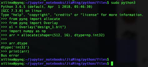 cma array with t32 data type error support pynq