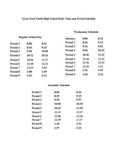 Free 20 High School Schedule Samples In Pdf