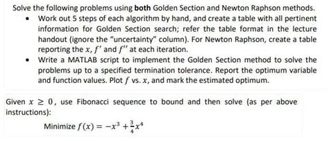 Solved Write A Matlab Script To Implement The Golden Section