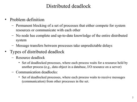 Distributed Process Management Distributed Deadlockppt