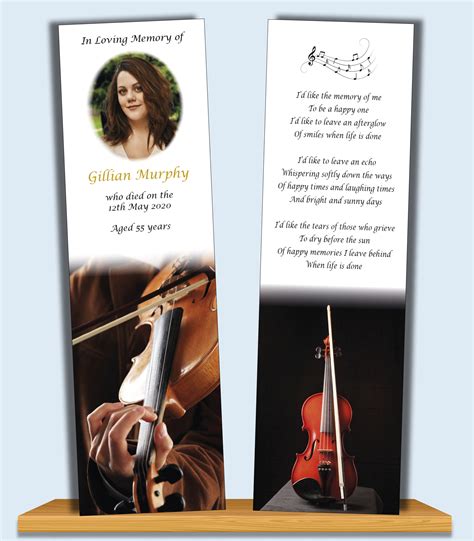 The Fiddle Bookmark Memorial Cards Ireland Lir Cards