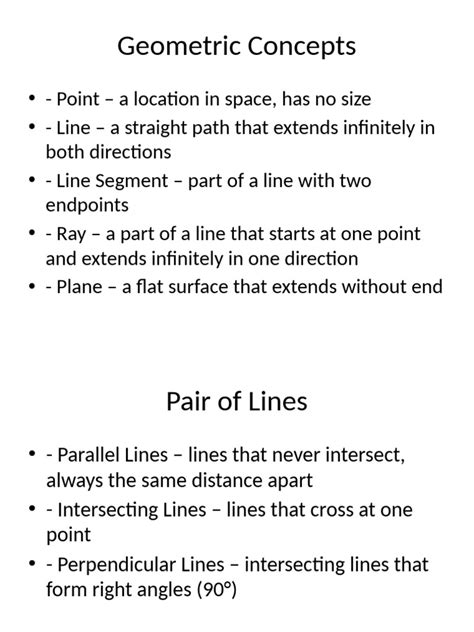 Basic Geometry Concepts Presentation Pdf