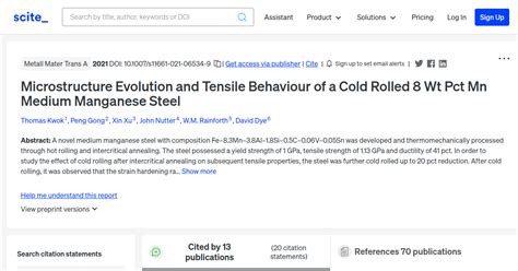 Microstructure Evolution And Tensile Behaviour Of A Cold Rolled 8 Wt Pct Mn Medium Manganese Steel