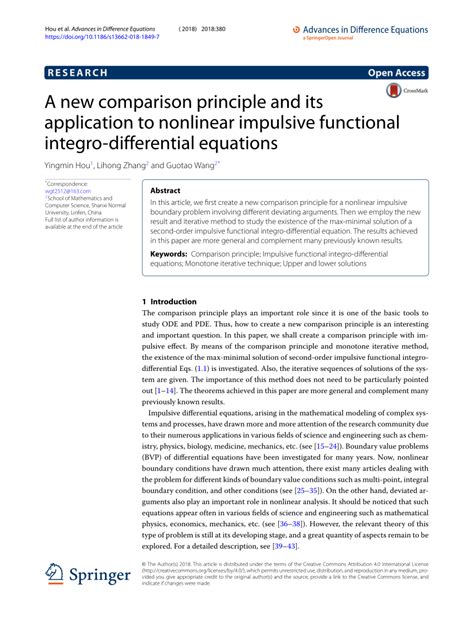 Pdf A New Comparison Principle And Its Application To Nonlinear