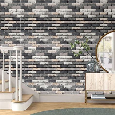 17 Stories 10ft Peel And Stick Wallpaper Dark Grey Stone Brick