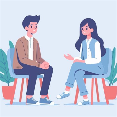 Le Personnage Vectoriel Dun Homme Et Dune Femme Est Assis En Train De Parler Dans Un Style