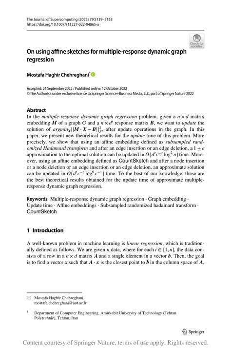 on using affine sketches for multiple response dynamic graph regression