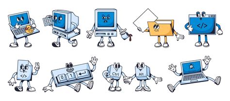 Computer Code Mascots Programming Characters Code File And Terminal