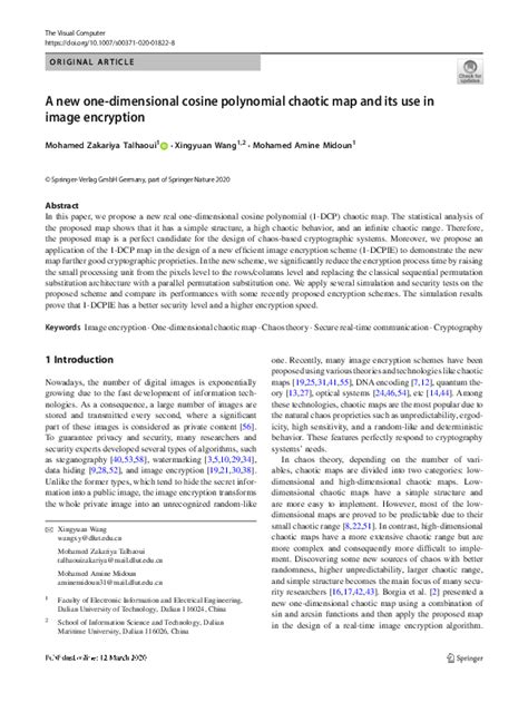 Pdf A New One Dimensional Cosine Polynomial Chaotic Map And Its Use