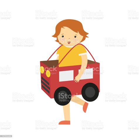장난감 트럭을 가진 귀여운 소년 격리된 평면 벡터 그림 3차원 형태에 대한 스톡 벡터 아트 및 기타 이미지 3차원 형태 개념 개념과 주제 Istock