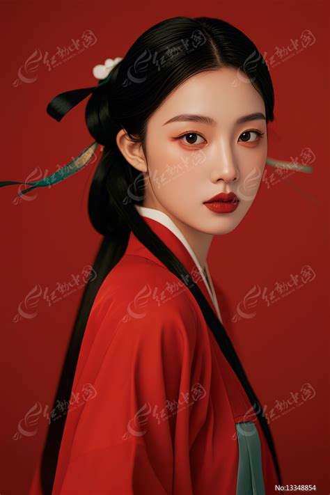 穿红色服装的美女素材图ai图下载红动中国