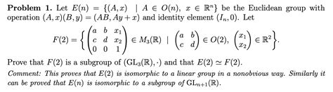 Solved Problem 1 Let E N A X AO N XRn Be The Chegg Com