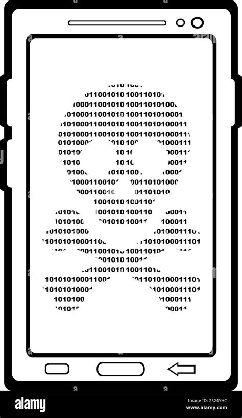 Vector Illustration Drawing Icon Skull With Crossbones Designed With Binary Code Numbers In